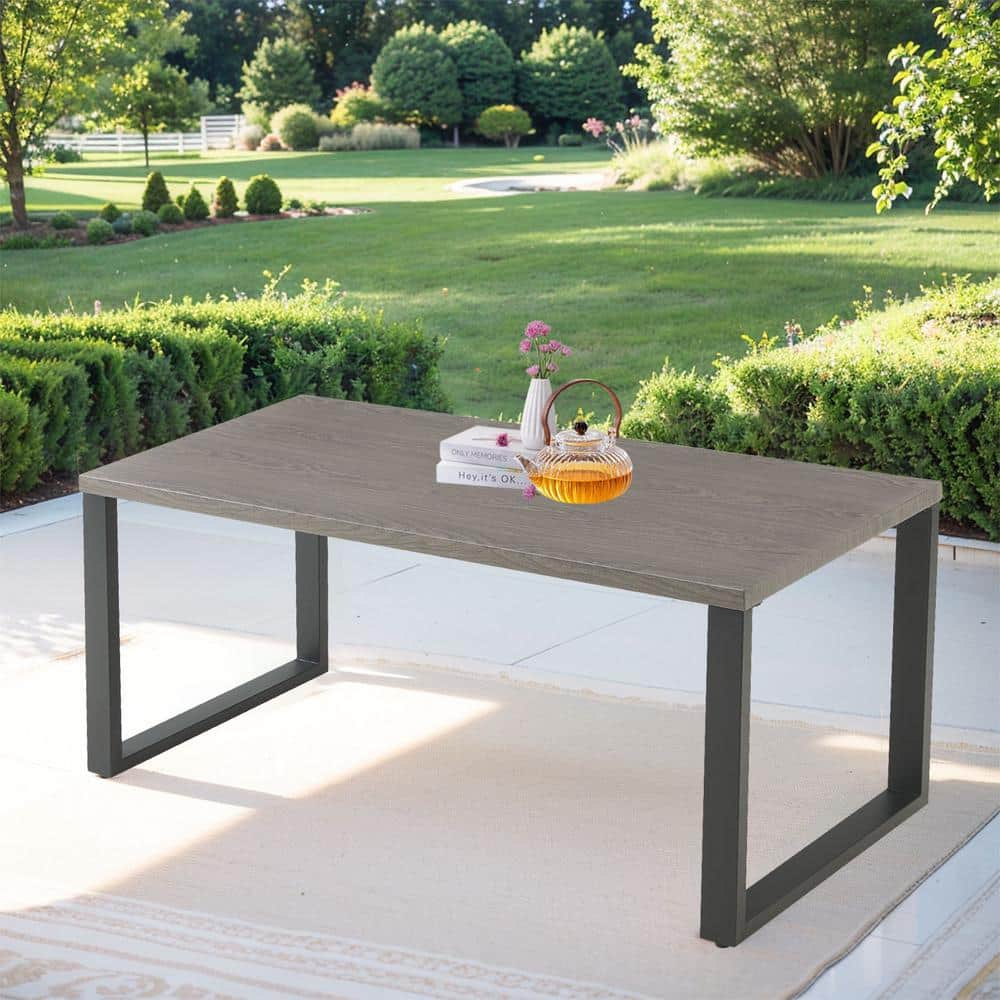 Gymojoy Valenta Gray Rectangular Metal Outdoor Dining Table GM159 - The ...