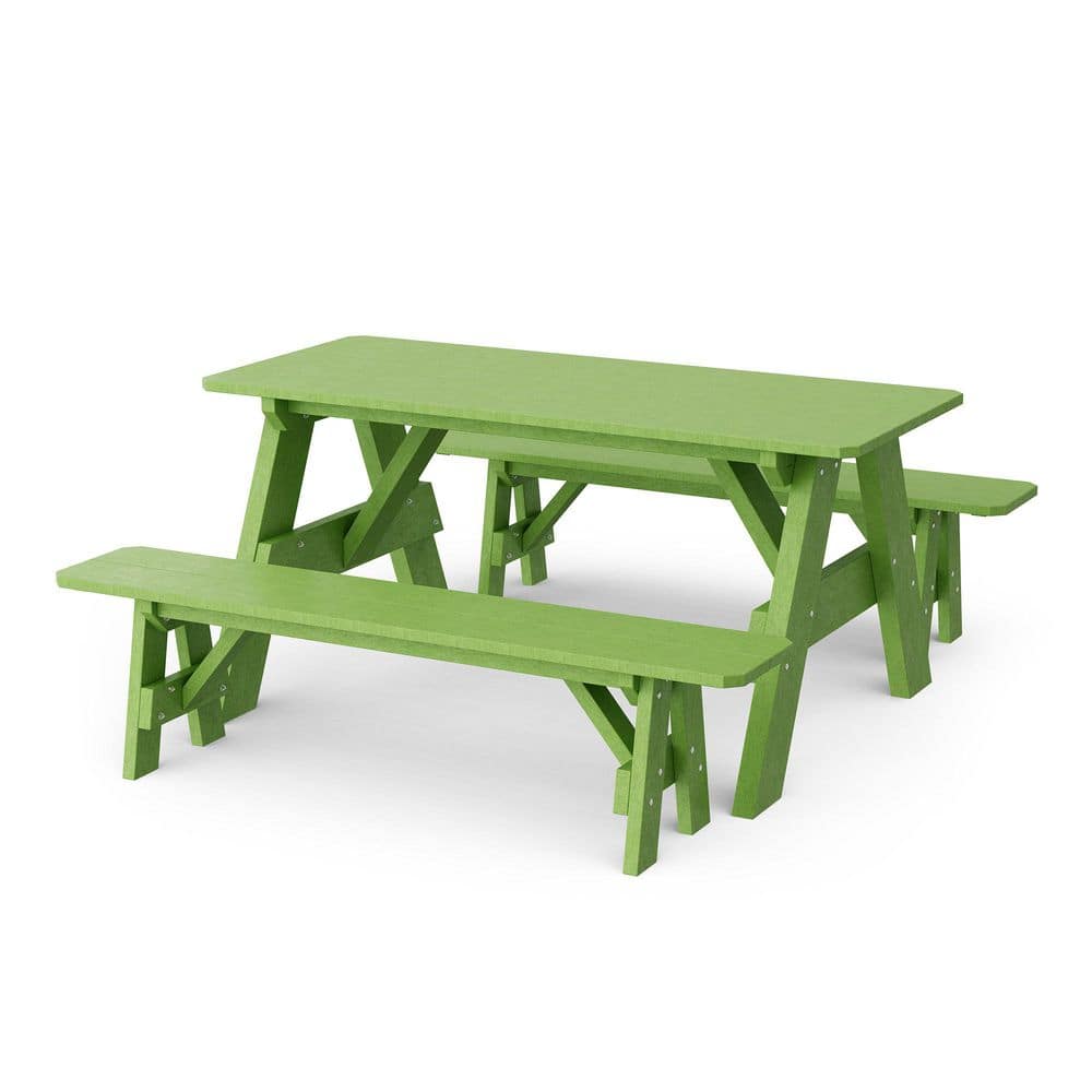 Wildridge Heritage 72 in. Lime Green Rectangle HDPE Plastic Picnic ...
