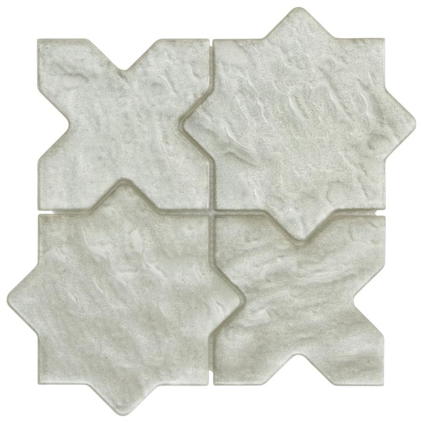 Ivy Hill Tile Karma White 5.27 in. x 0.31 in. Star Cross Polished Glass ...