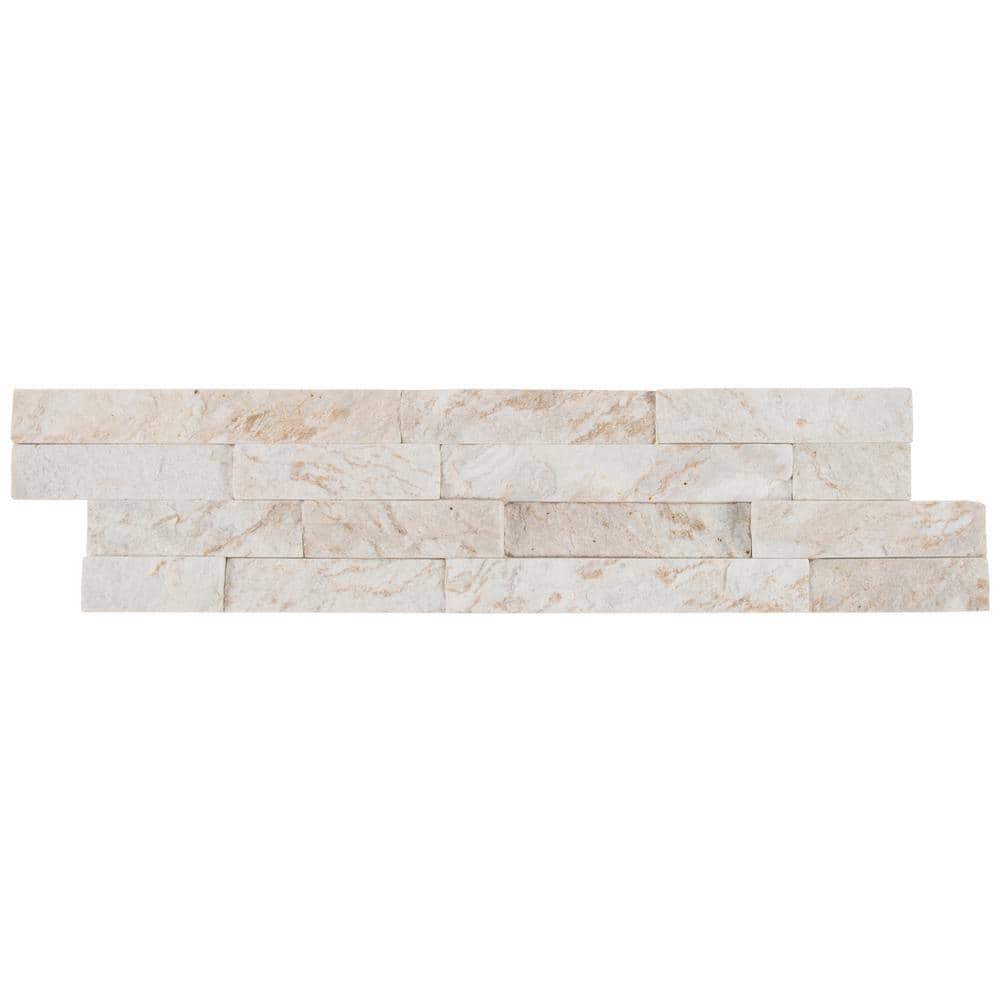 MSI Royal White Ledger Panel 6 in. x 24 in. Splitface Quartzite Wall ...