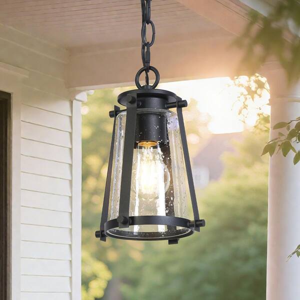 Uolfin Black Farmhouse Craftsman Outdoor Mini Pendant Light With Bell ...