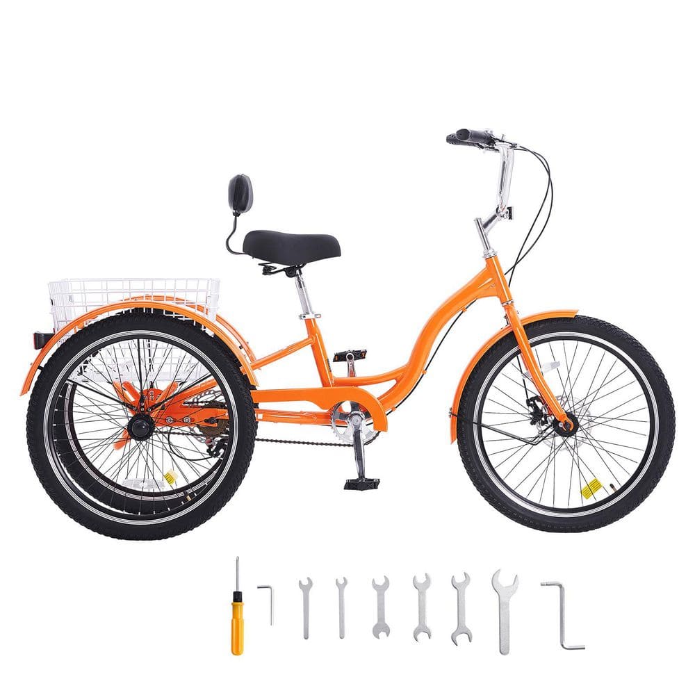 SKYSHALO Adult Tricycles Bike, 26 in. 3-Wheeled Bikes Trikes, Aluminum Alloy, for Seniors, Women ...