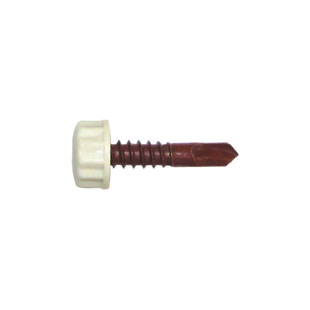 Nylo-Tec #12 x 1 in. Nylon Ivory Bi-Hex Head Self Drill Screw (100 per ...