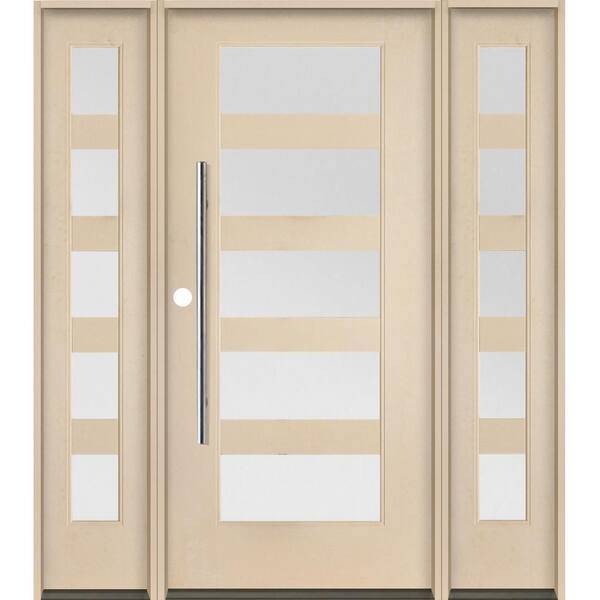 Krosswood Doors Faux Pivot 64 in. x 79 in. Right-Hand/Inswing 5-Lite ...