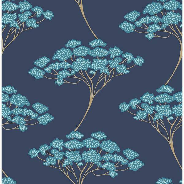 Kenneth James Banyan Navy Tree Navy Wallpaper Sample 2671-22409SAM ...