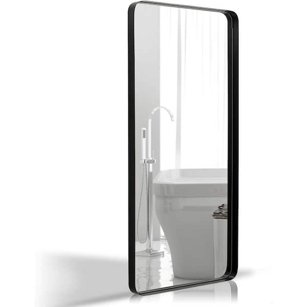 Sanlan BK 18 in. W x 48 in. H Rectangular Black Framed Mirror- Wall ...