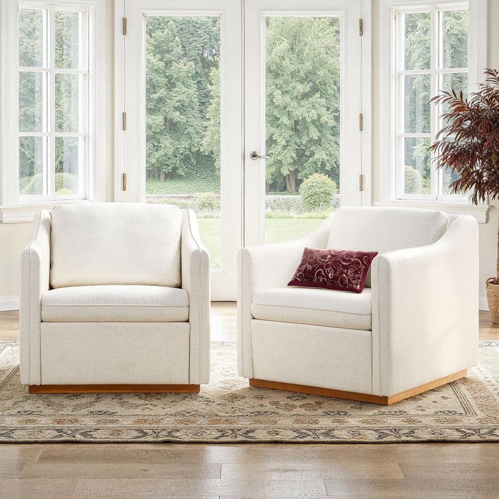 Walker Edison Furniture Company Nash Cream Modern Farmhouse Swivel ...