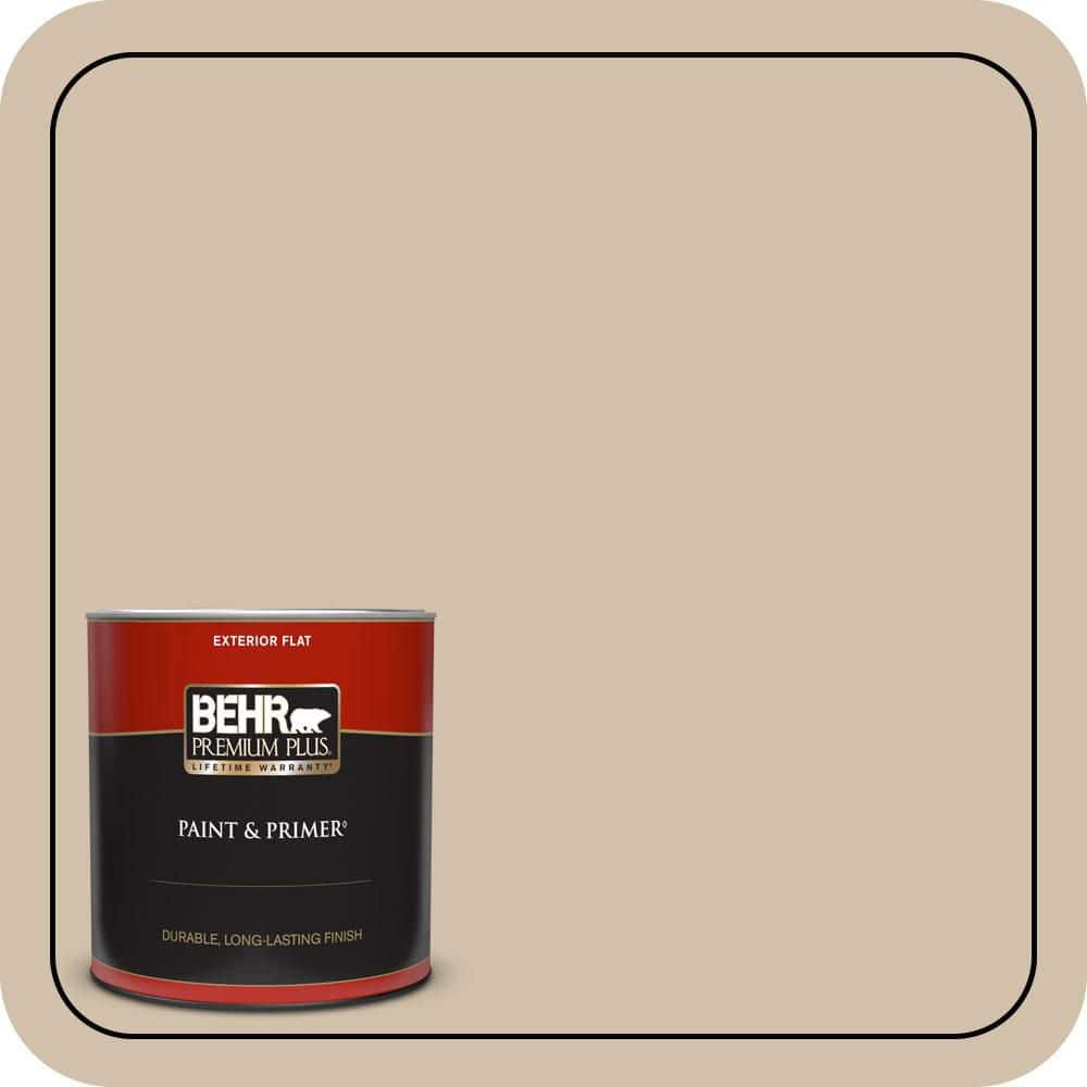 BEHR PREMIUM PLUS 1 qt. #PPF-32 Light Rattan Flat Exterior Paint ...
