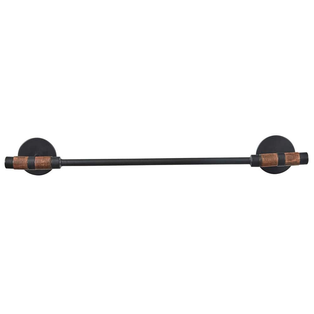 Split P Urban Farmhouse Wall Mount Wood and Black Finish Towel Bar 18 ...