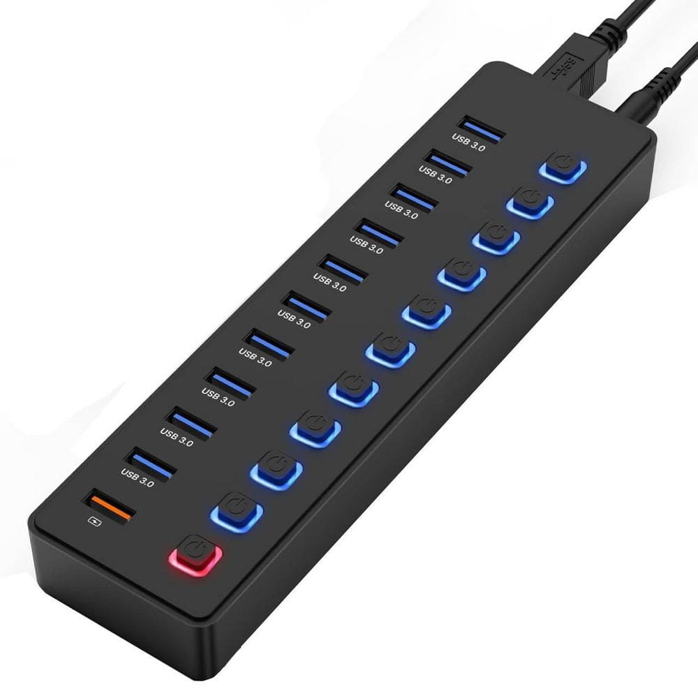 Yichuhaoxi USB hub, Powered USB Hub, 11-Port Hub Splitter 10 USB 3.0 ...