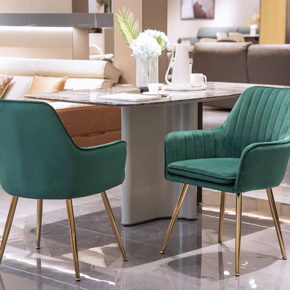 Boyel Living Green Velvet Dining Chair Modern Mid-Back Accent Chairs ...