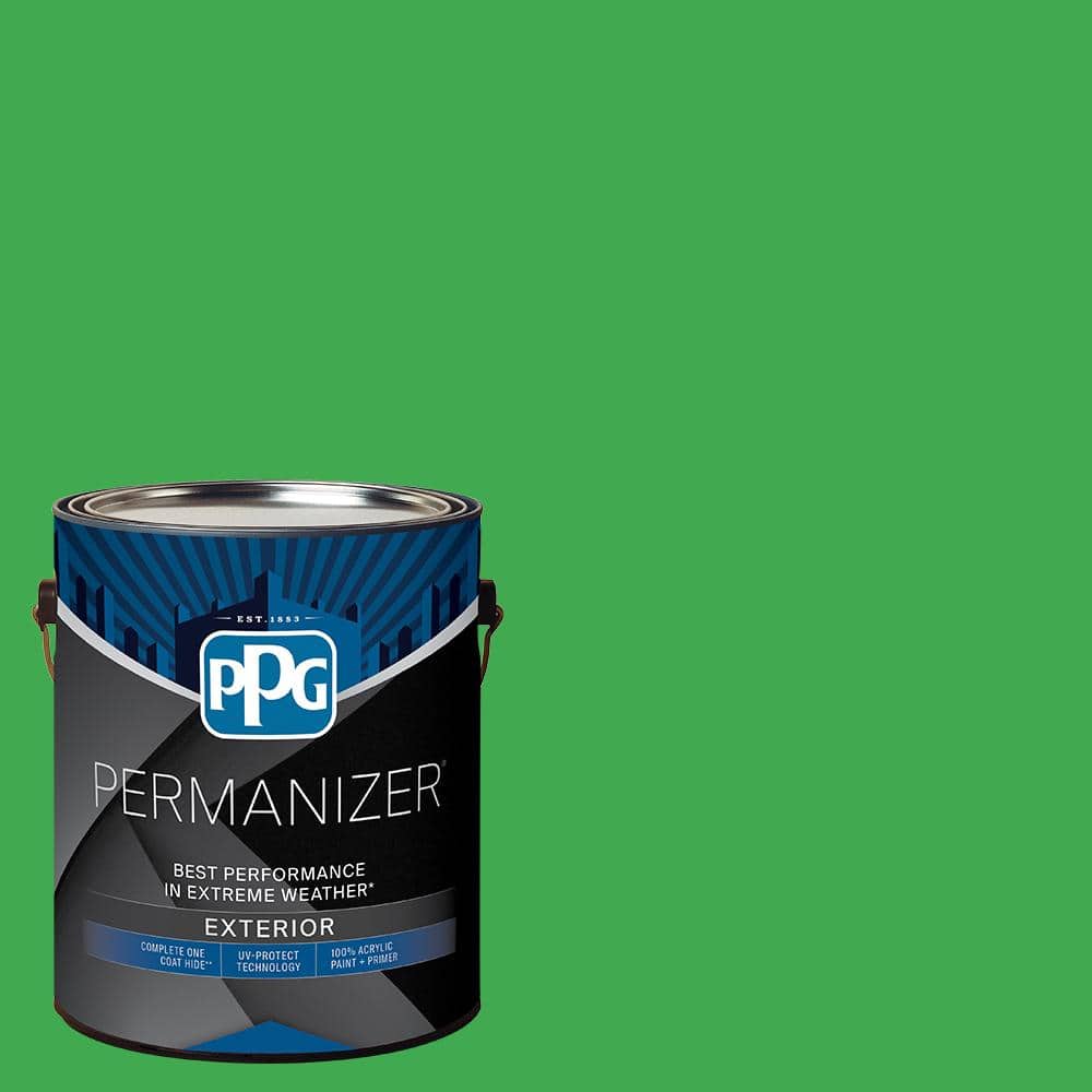 PERMANIZER 1 gal. PPG1225-7 Leap Frog Flat Exterior Paint PPG1225-7PZ ...