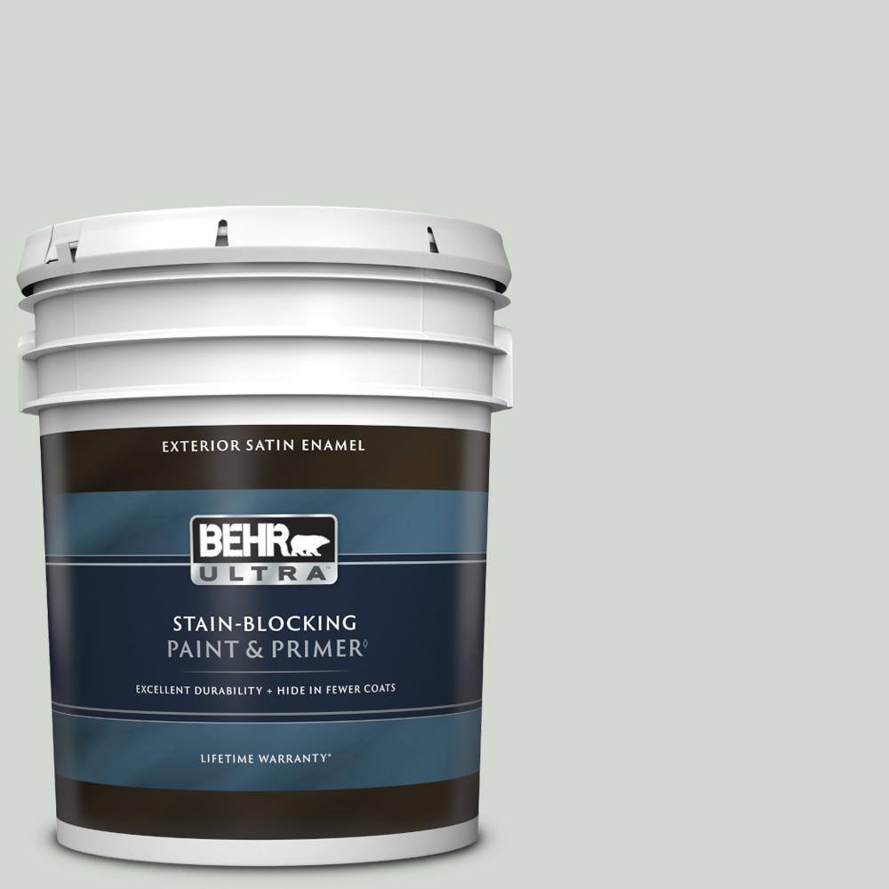 BEHR ULTRA 5 gal. #N410-2 Brook Green Satin Enamel Exterior Paint ...