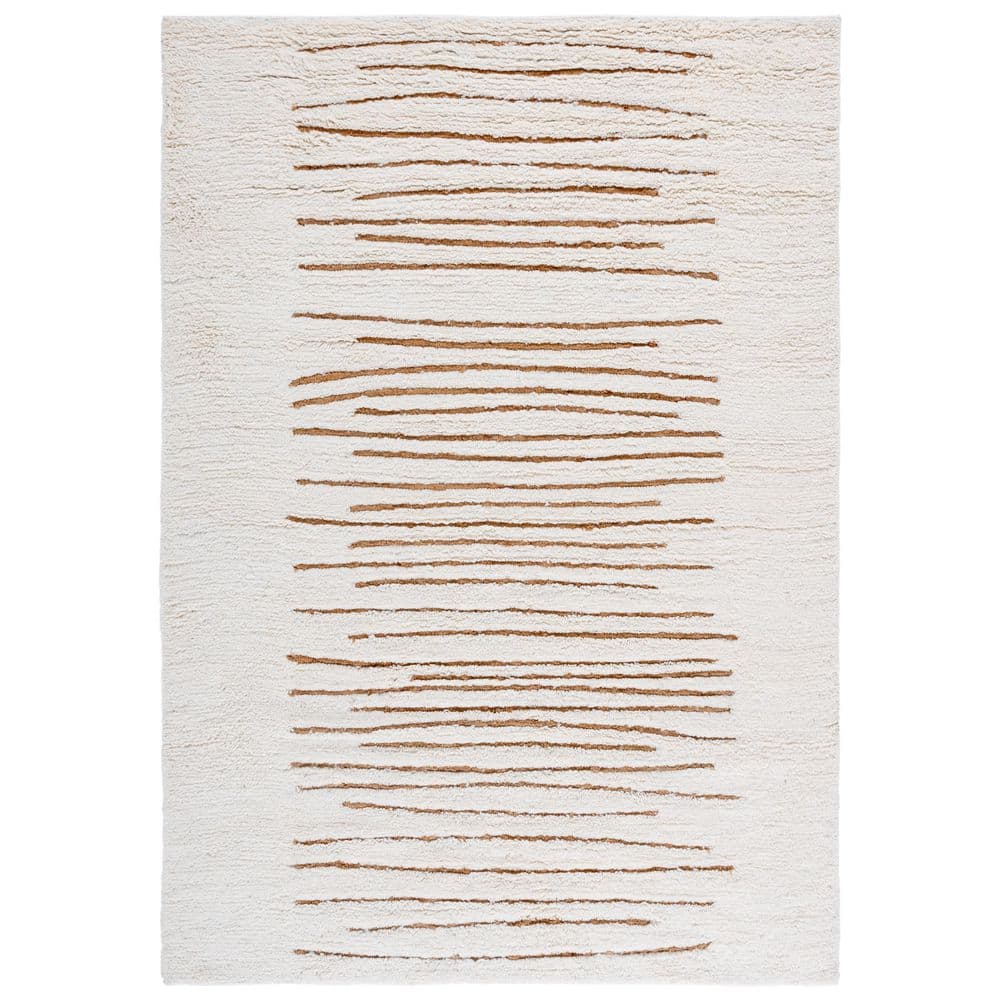 SAFAVIEH Casablanca Natural/Ivory 3 ft. x 5 ft. Wavy Lines Area Rug ...