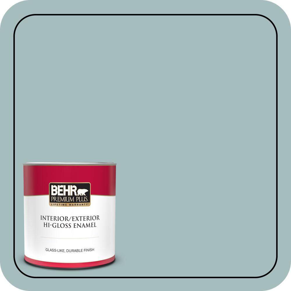 BEHR PREMIUM PLUS 1 qt. #PPU13-13 Oslo Blue Hi-Gloss Enamel Interior ...