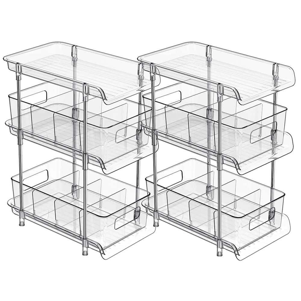 Anqtovp 2 Set ABS Stainless Steel Multi-Purpose 3 Tier Pull-Out ...