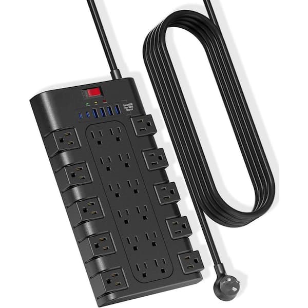 Lukyamzn 8-Outlet Power Strip Surge Protector with 2 USB Ports and 6 ft ...