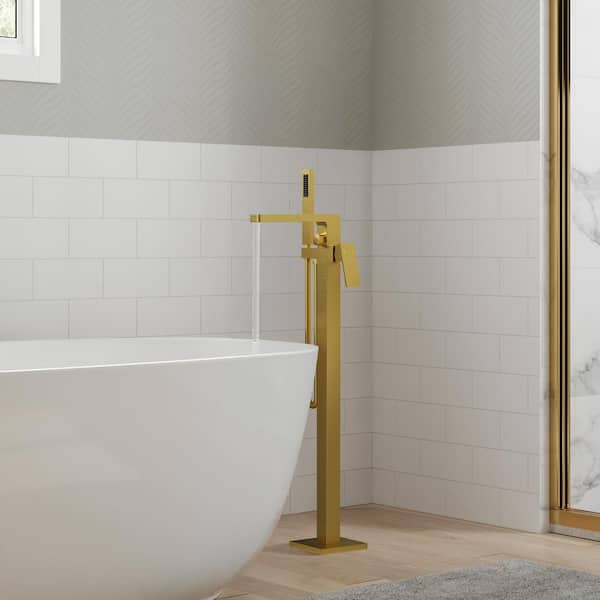 GRANDJOY 2-Handle Floor Mount Freestanding Tub Faucet Claw Foot Tub ...