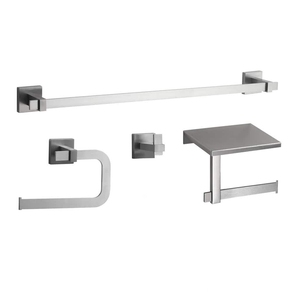 Globe Electric Wexford 4-Piece Bath Hardware Set with Towel Bar, Robe ...