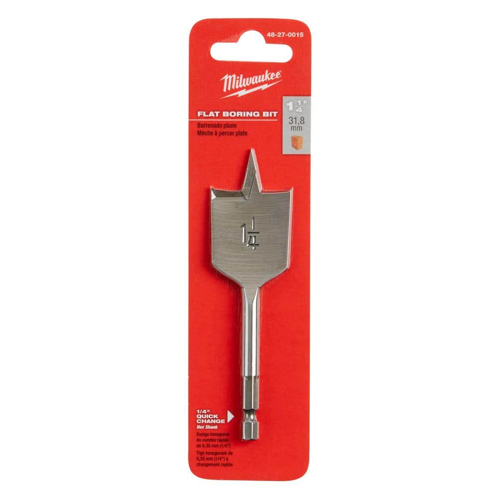 Milwaukee 1-1/4 in. x 4.5 in. Flat Boring Bit 48-27-0015 - The Home Depot