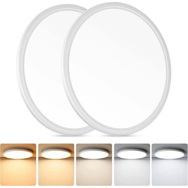 KOAOEIRS 12 in. Low Profile White Integrated LED Flush Mount Ceiling ...