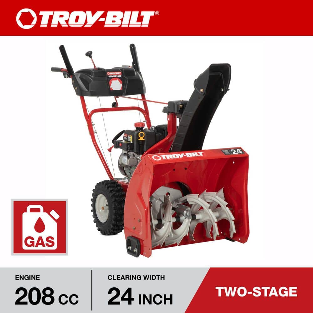 Troy-Bilt Storm 24 in. 208 cc 2-Stage Gas Snow Blower with Electric ...