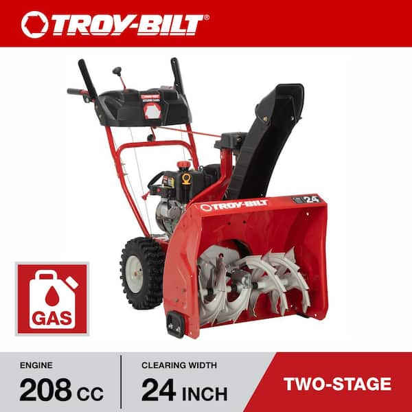 Troy-Bilt Storm 24 in. 208 cc 2-Stage Gas Snow Blower with Electric ...