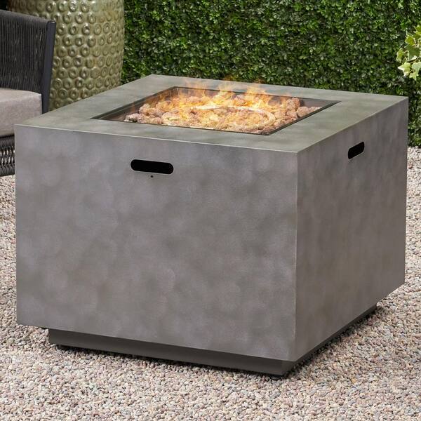 Coporesell 31 in. Stone Gray Square Propane Outdoor Fire Pit CLBCFP03SG ...