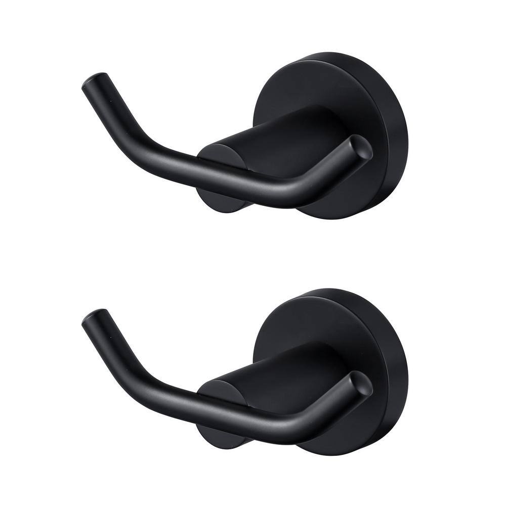 AVITAS J-hook Double Robe/Towel Hook with 2-Piece in Matte Black ...