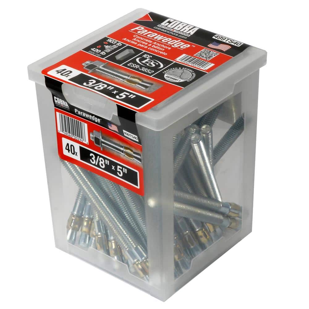 Cobra Anchors 3/8 in. x 5 in. Wedge Anchor (40-Pack) 499TS40 - The Home ...