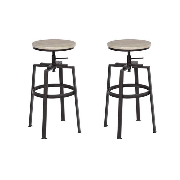 Homy Casa Brown Bar Stool Swivel Adjustable Height Bar Stool (Set of 2 ...
