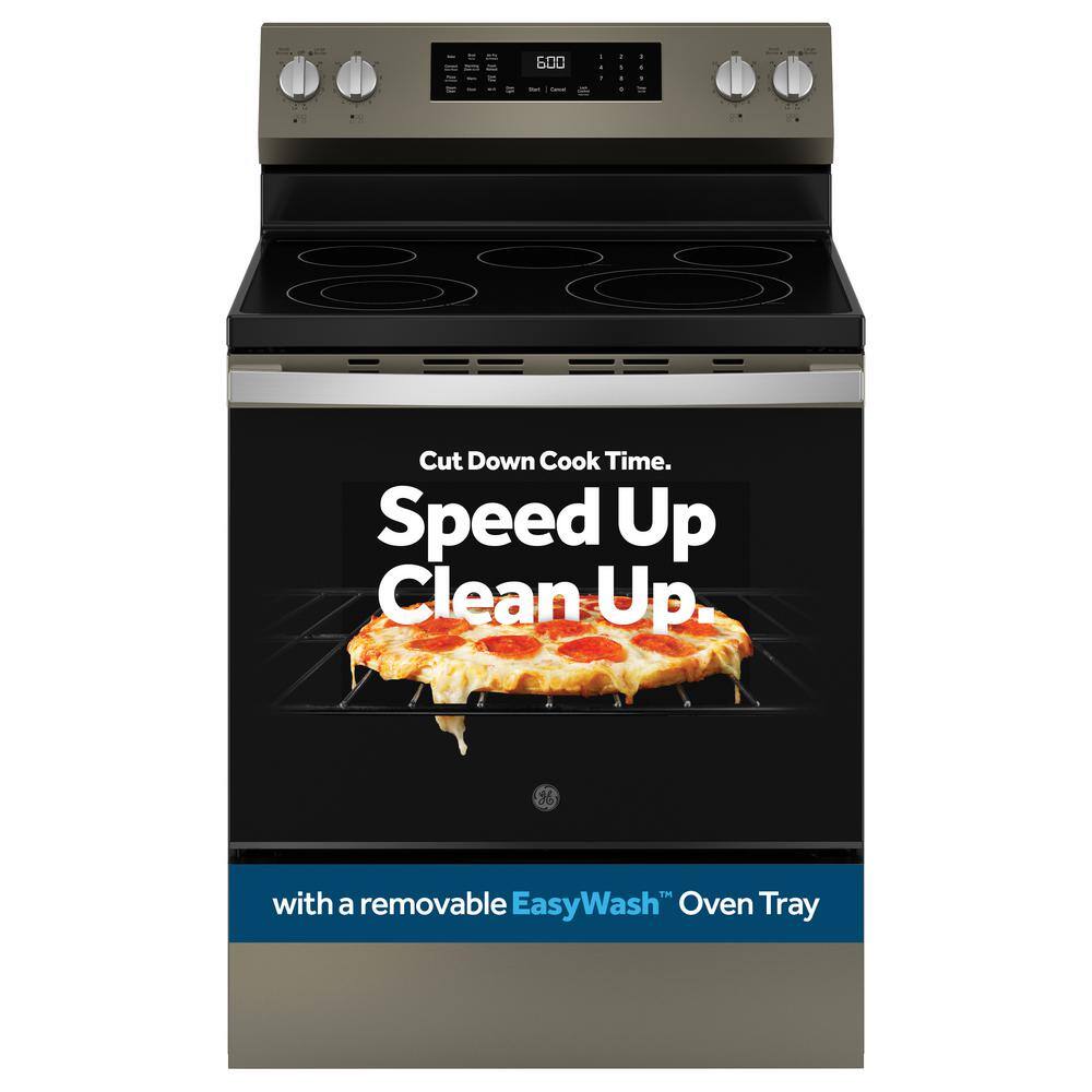 GE 30 in. 5 Burner Element Smart Free-Standing Electric Convection ...