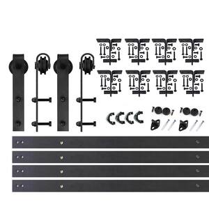 HOMACER 18 ft./216 in. Black Rustic Ceiling Mount Double Track Bypass ...