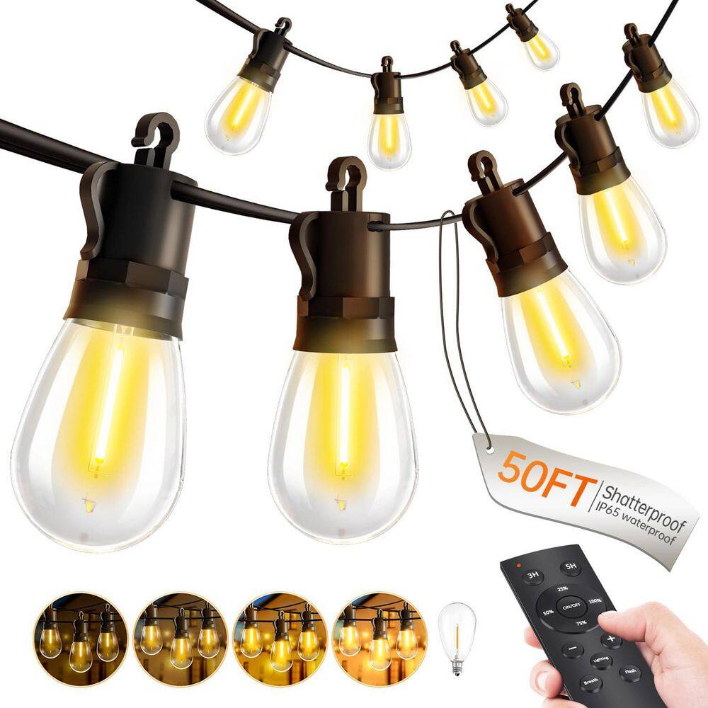 Outdoor 50 ft. 15M Waterproof Remote Dimmable S14 LED Porch Lighting ...