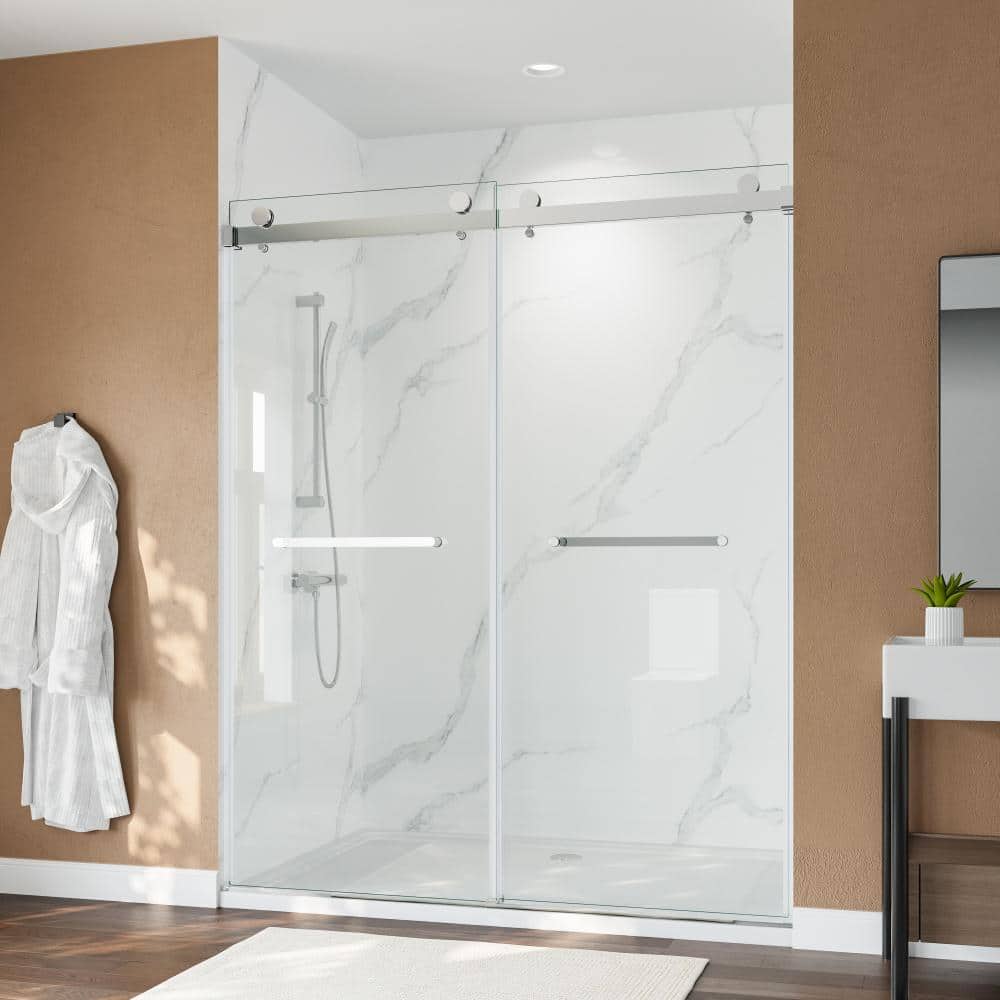 HMMHVV 60 in. W x 75 in. H Frameless Alcove Sliding Shower Door ...