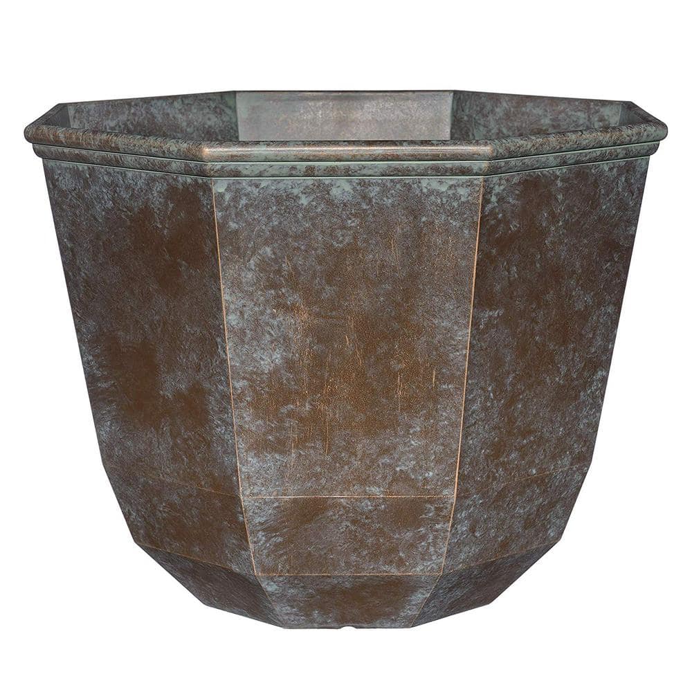 CHG CLASSIC HOME & GARDEN Shaina Large Copper Resin Round Planter with ...