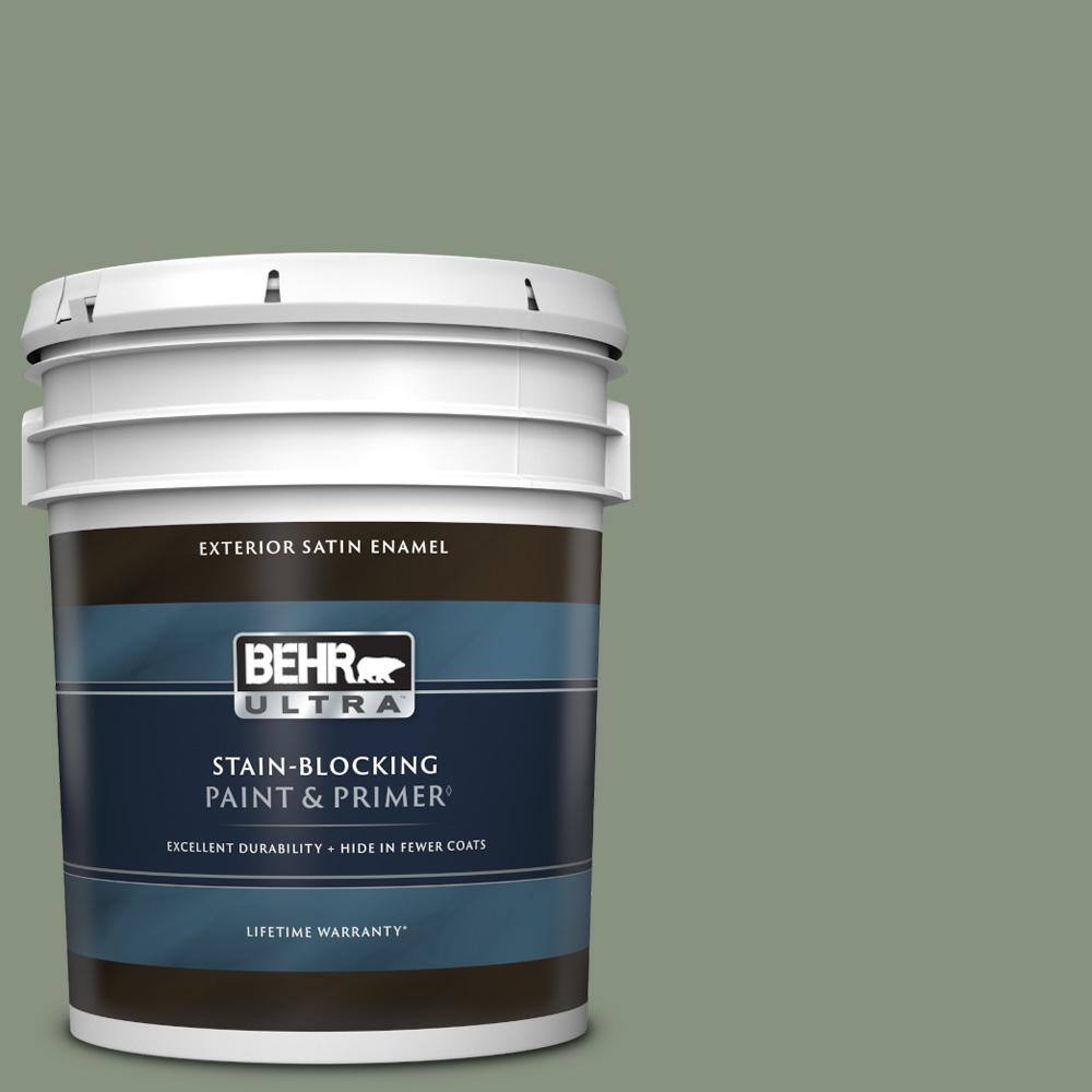 BEHR ULTRA 5 gal. #QE-45 Thistle Satin Enamel Exterior Paint & Primer ...