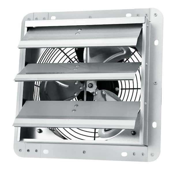 WOCK 10 in. Shutter Exhaust Fan, 820 CFM, Aluminum Wall Mounted Attic ...