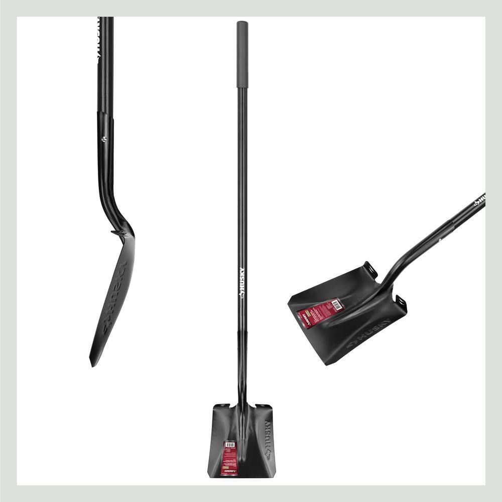 Husky 47 in. L Fiberglass Handle Carbon Steel Transfer Shovel with Grip ...