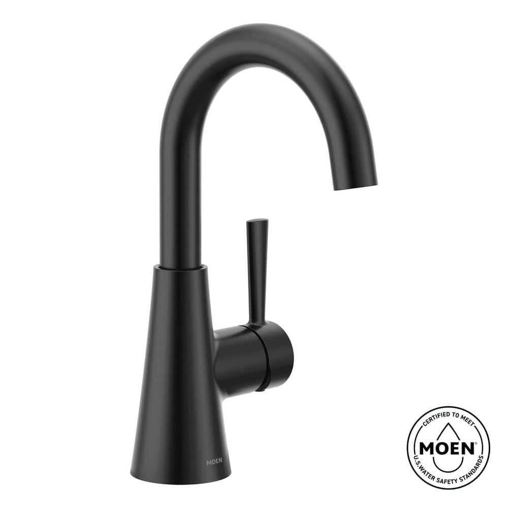 MOEN Ronan Single Hole Single-Handle Curved Bathroom Faucet in Matte ...