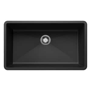 Blanco PRECIS Coal Black Granite Composite 32 in. Super Single Bowl ...