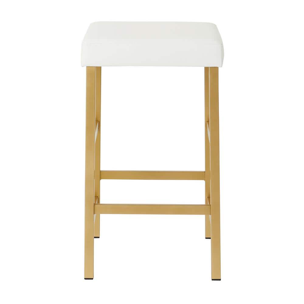 OSP Home Furnishings Metro 26 in. Gold Backless Stool in White MET1326G ...