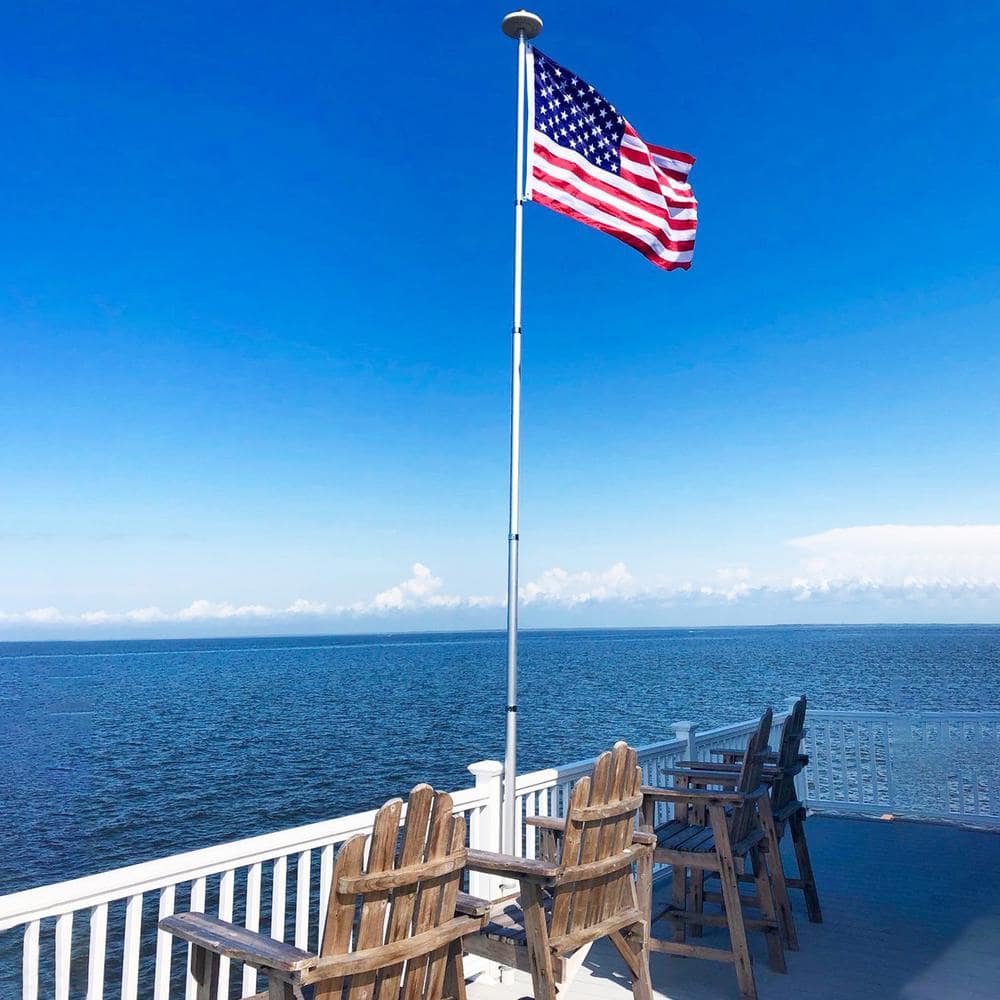 Cisvio 25 ft. Telescopic Aluminum Flag Pole Fly 2 Flags Ball Top Kit ...