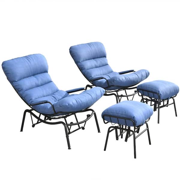 HOOOWOOO Mono Metal Patio Lounge Outdoor Rocking Chair with an Ottoman ...
