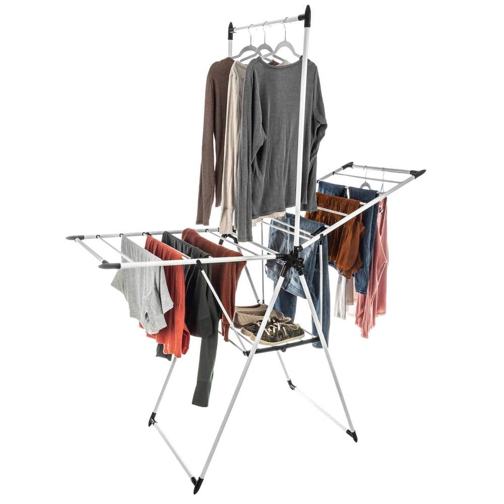 HOME-COMPLETE Clothes Drying Rack - 2-level Laundry Drying Rack with 24 ...
