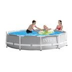 Intex 10 ft. x 30 in. Round Metal Frame Pool with 10 ft. Round Pool ...