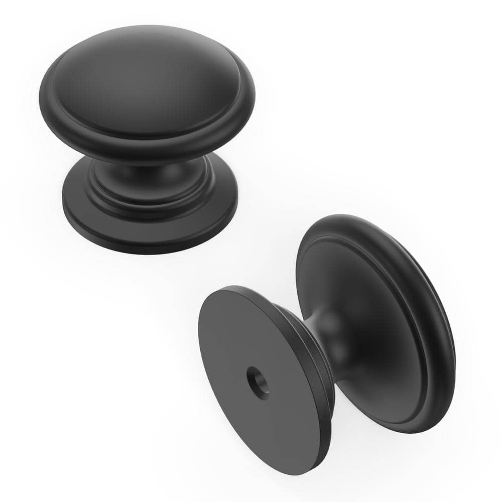 HICKORY HARDWARE Williamsburg Collection Knob 1-1/4 in. Dia Matte Black ...