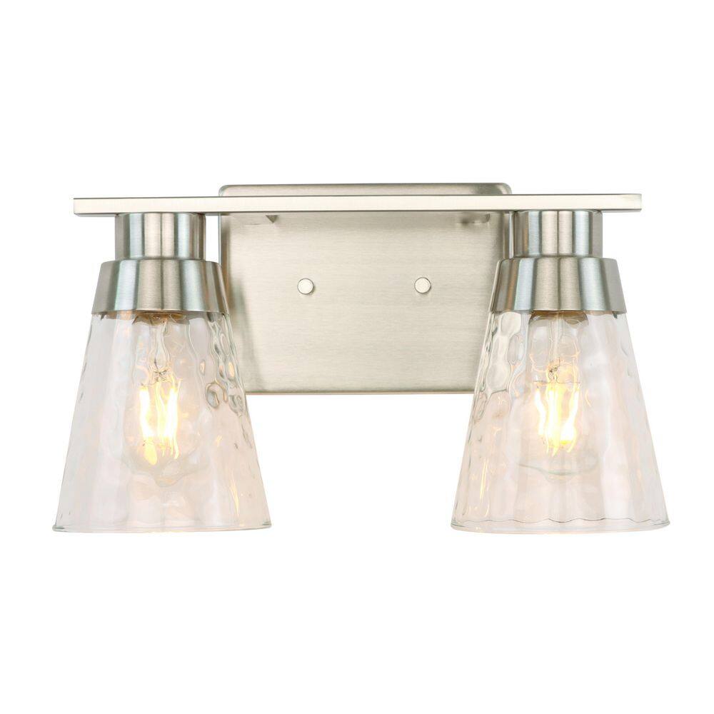 Sunpez 14 in. W 2 Light Vanity Light for Bathroom Brushed Nickel Modern ...