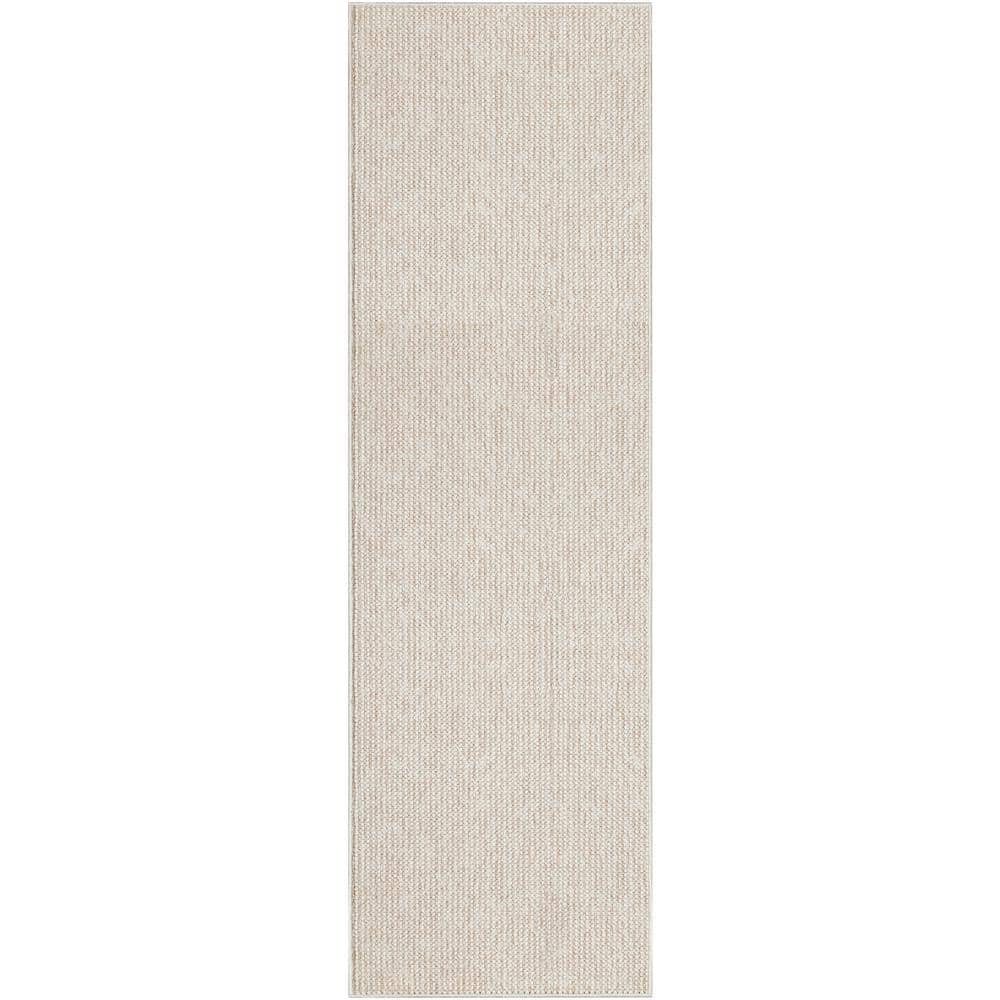 Nourison Textured Home Ivory Mocha 2 ft. x 8 ft. Solid Geometric ...