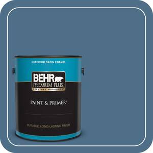 BEHR PREMIUM PLUS 8 oz. #570D-6 Neptune Blue Satin Enamel Interior ...
